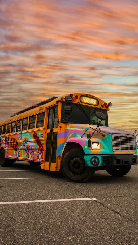 The Last Stop Skoolie! - Hippie Themed Converted School Bus | Staten ...