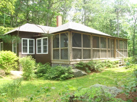 Vintage cottage with beautiful mountain views across Sebago Lake ...